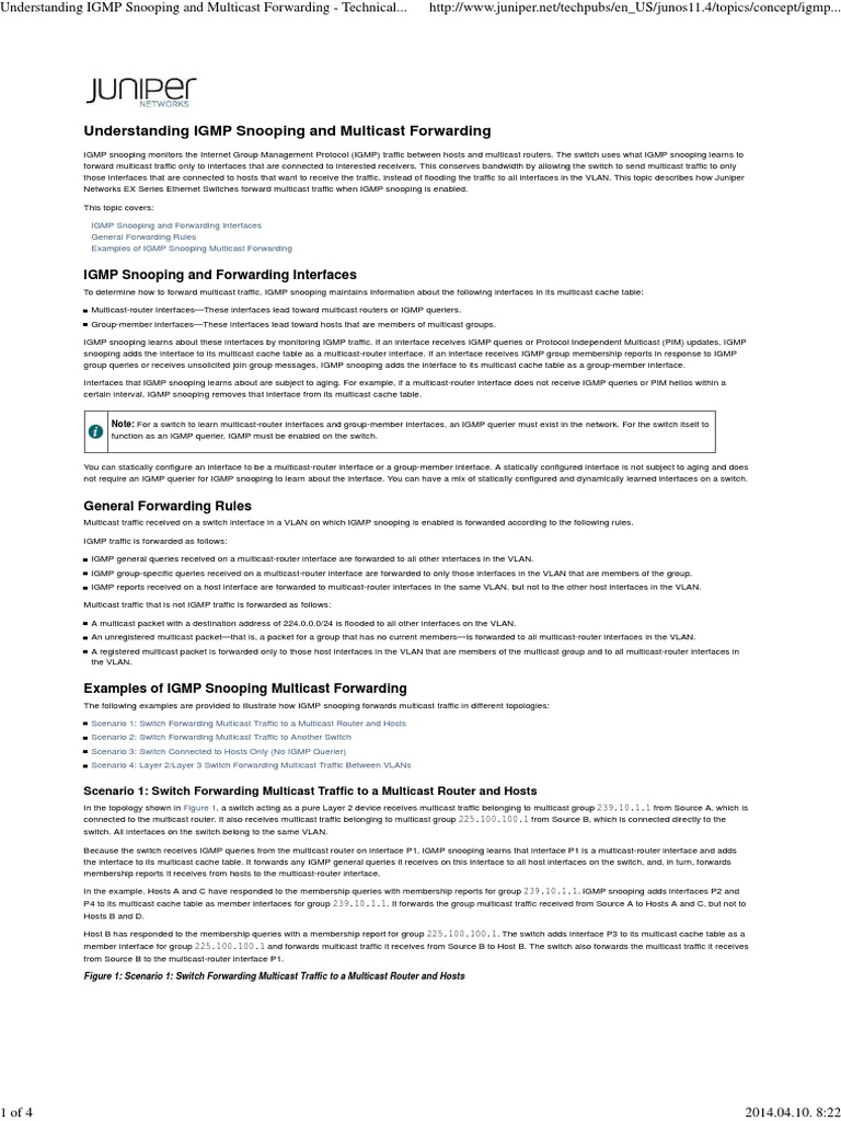 Understanding IGMP Snooping and Multicast Forwarding - Technical Documentation - Support ...