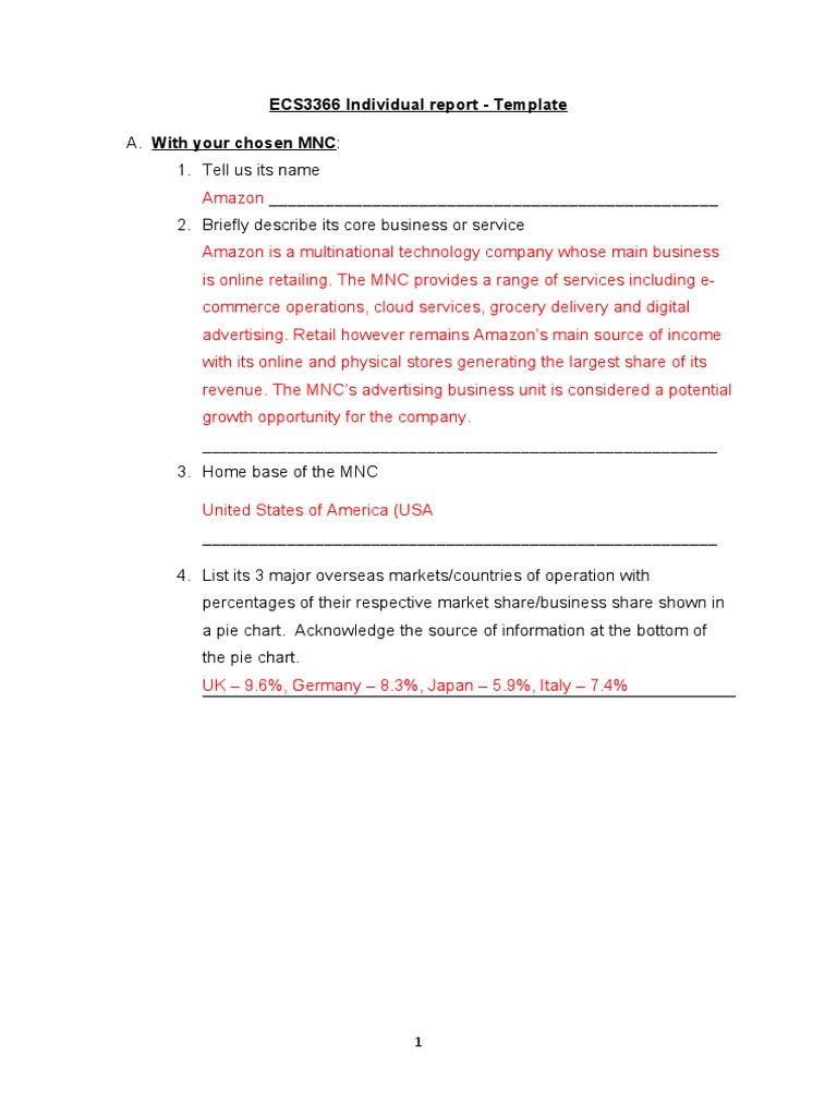 Individual Report - 2019-20 Template | PDF | Multinational Corporation ...