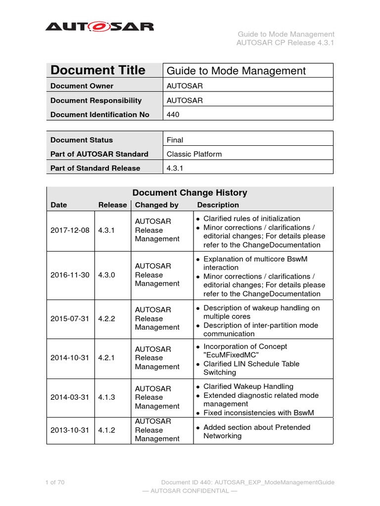 AUTOSAR EXP ModeManagementGuide | PDF | Runtime System | Software