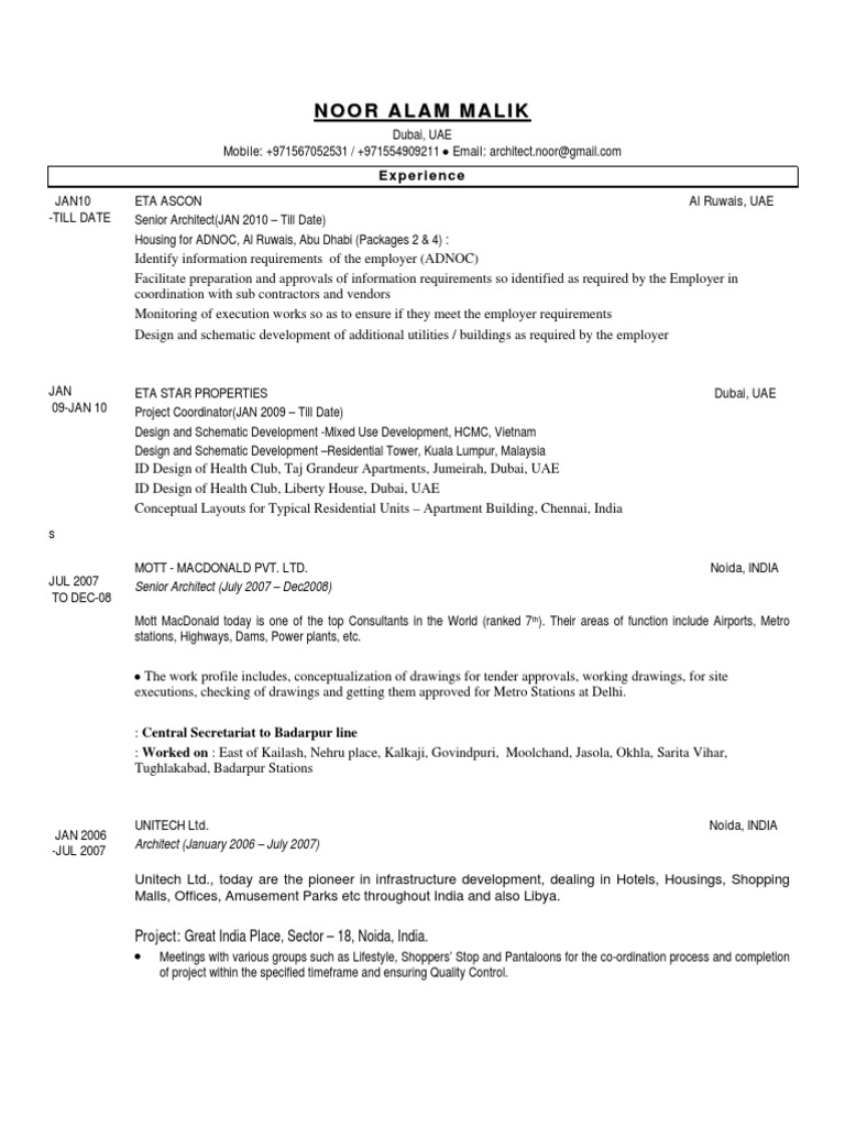 Architect's Resume | PDF | Specification (Technical Standard) | Architect