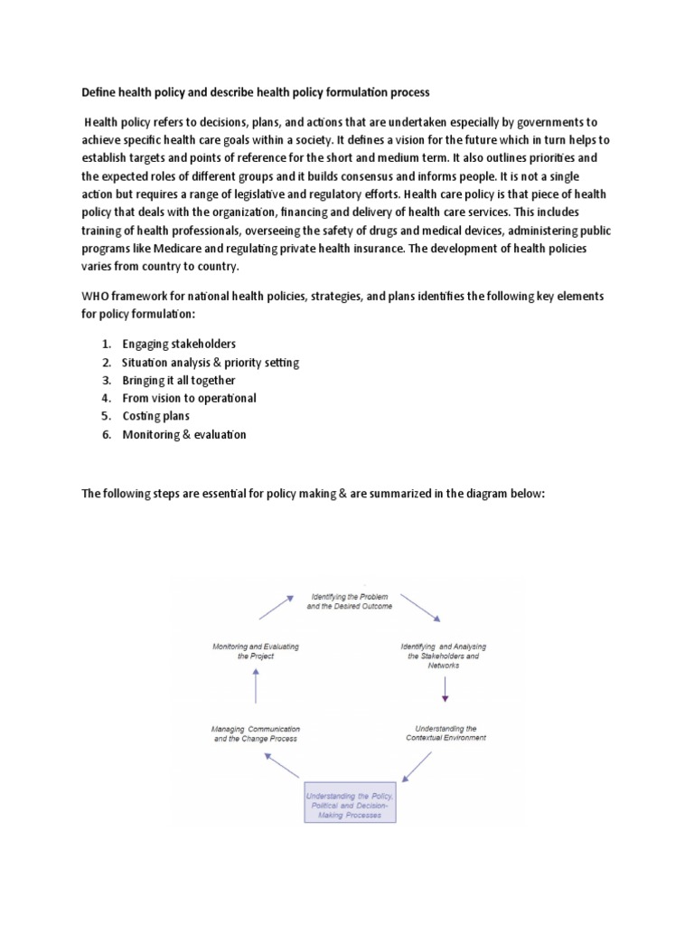 Health Policy Definition & Formulation Process | PDF | Health Policy ...