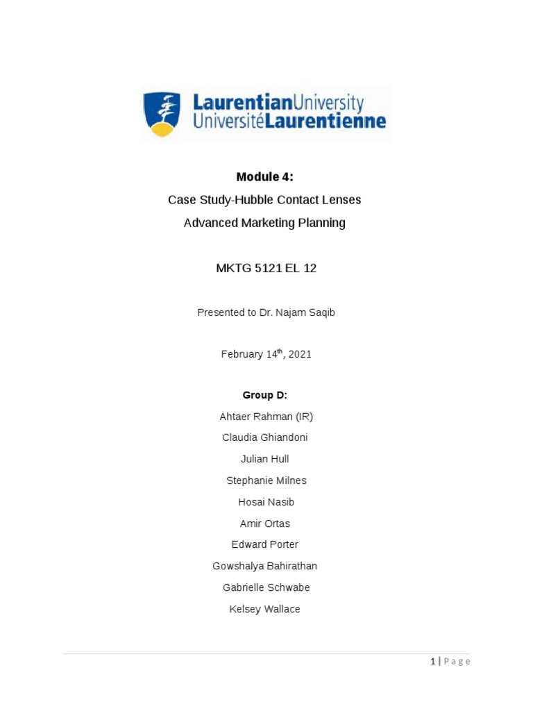 Module 4 Case Study HUbble Contact Lense V9 | Download Free PDF | Brand ...