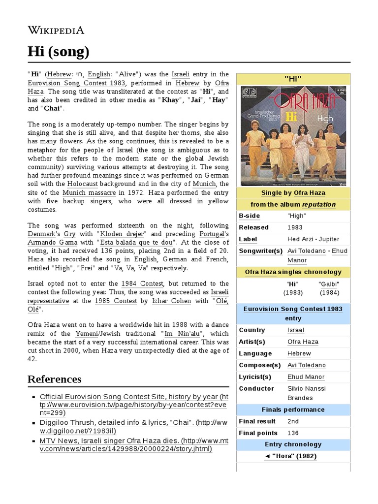 Hi (Song) : References | PDF | Songs | European Music