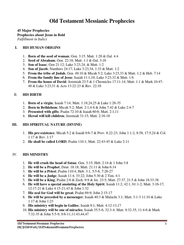 Old Testament Messianic Prophecies | PDF | Gospel Of Mark | Book Of Isaiah