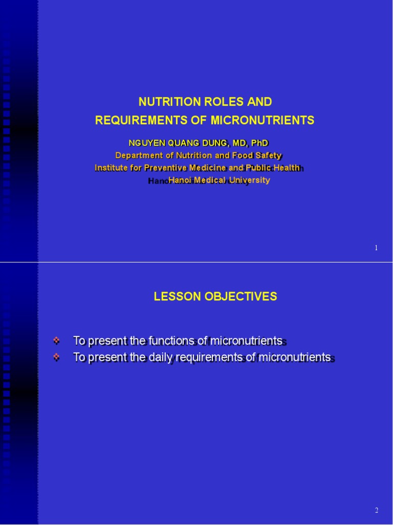 Micronutrients Functions and Requirements | PDF | Vitamin E | Vitamin