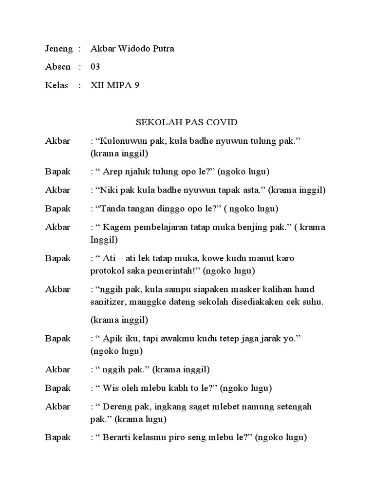 Dialog Ngoko Alus dan Krama Alus | PDF