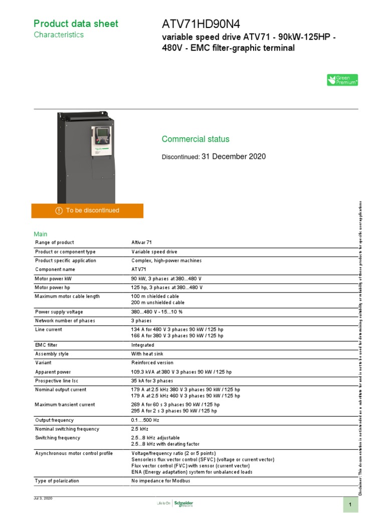 Altivar 71 - ATV71HD90N4 | PDF | Electric Motor | Power Supply