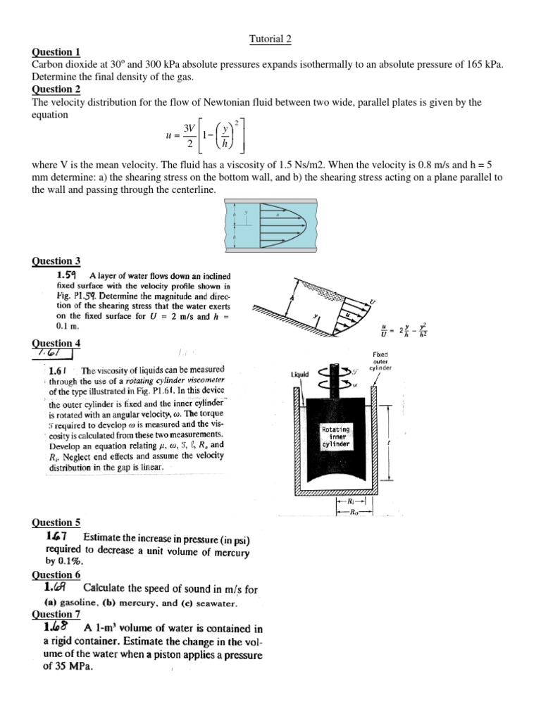 Tutorial Sheet 2 (Fluid Mechanics) | PDF