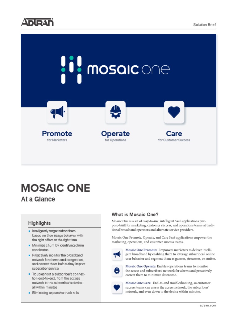 Mosaic One: Promote Operate Care | PDF | Streaming Media ...