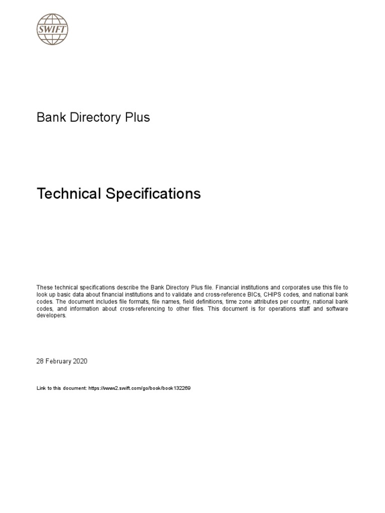 Technical Specifications: Bank Directory Plus | PDF | Computer File ...