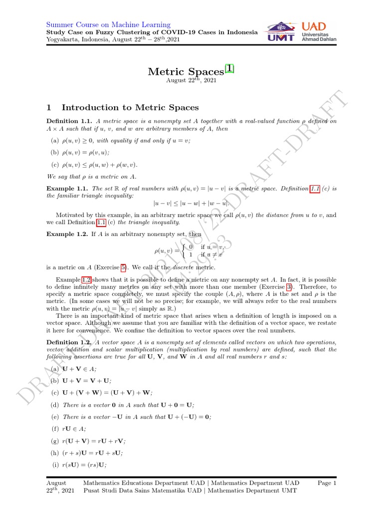 Metric Spaces | PDF | Sequence | Vector Space
