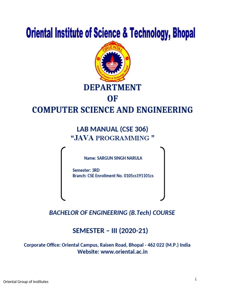 Java Lab Manual On Programming Fundamentals And Core Java Concepts Pdf Method Computer 