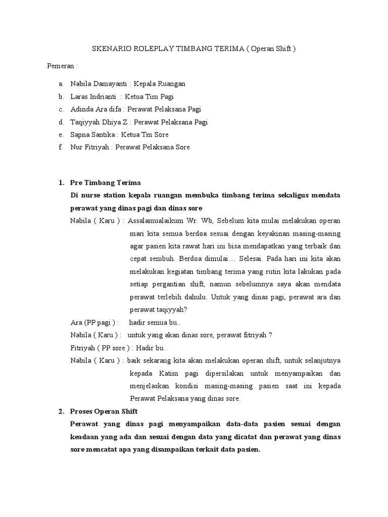 Skenario Roleplay Operan Shift | PDF