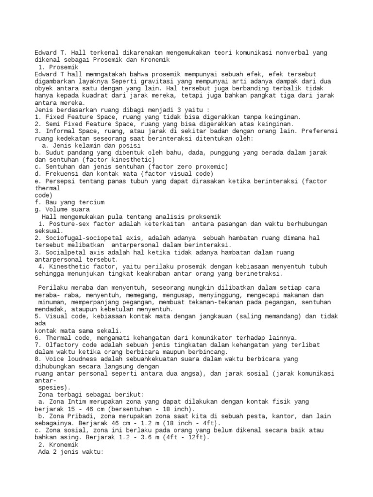 Teori Prosemik dan Kronemik Hall | PDF | Ilmu Sosial