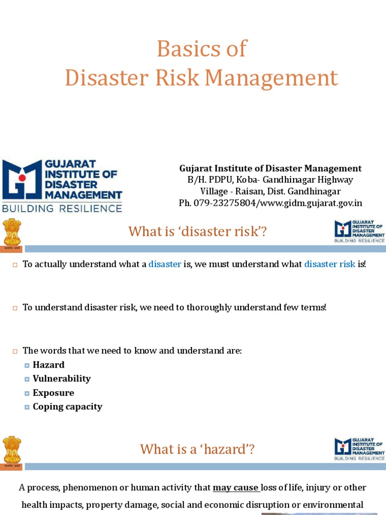 Basics of Disaster Risk Management | PDF | Hazards | Disaster Risk ...