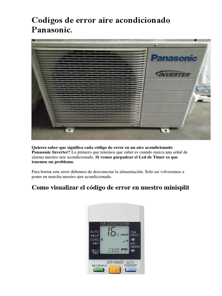 Codigos de Error Aire Acondicionado Panasonic | PDF | Temperatura | Equipo