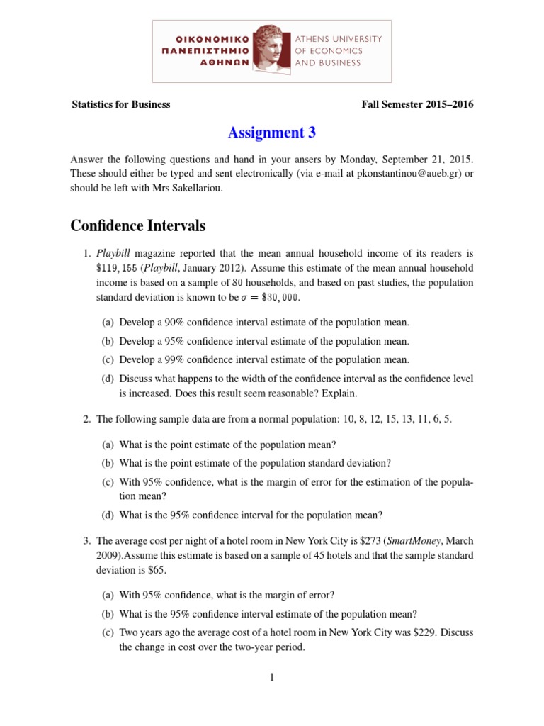 Confidence Intervals: Assignment 3 | Download Free PDF | Confidence Interval | P Value