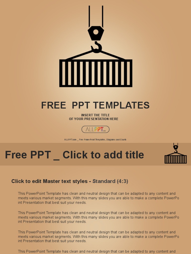Crane Lifts A Container With Cargo Industry PowerPoint Templates ...