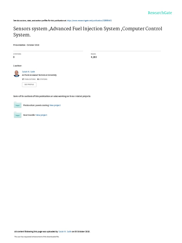 Sensors System, Advanced Fuel Injection System, Computer Control System ...