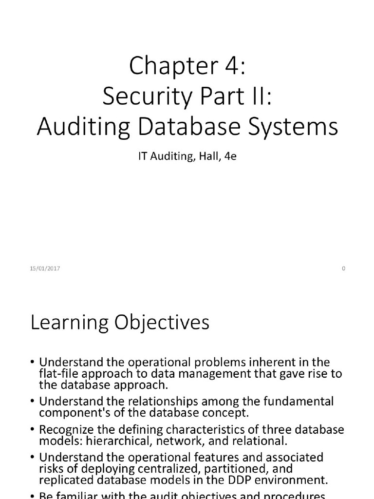 Chapter 4 Security Part II Auditing Database Systems | PDF