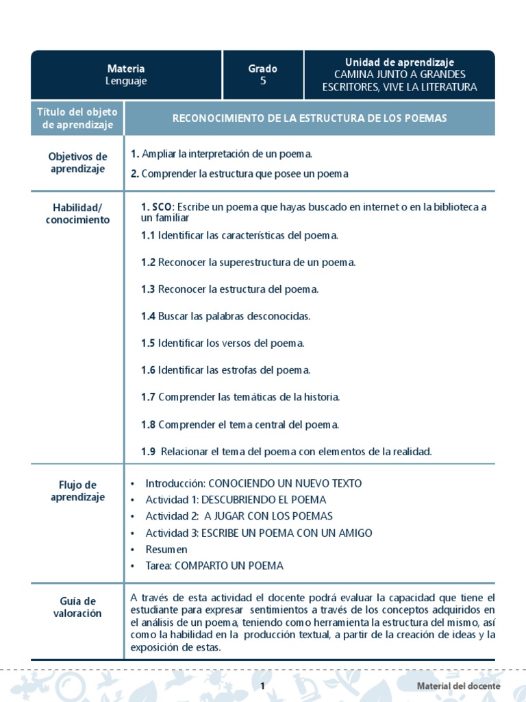 Reconociendo La Estructura de Los Poemas | PDF | Poesía | Rima