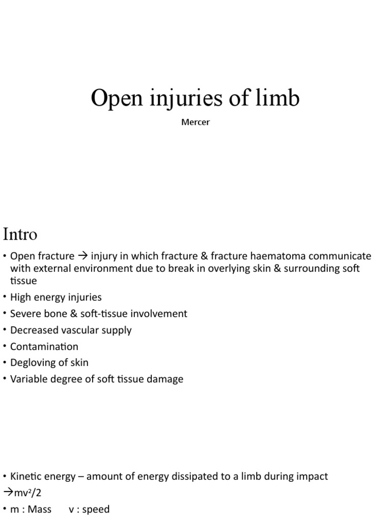 Mercer Open Injuries of Limb | PDF | Clinical Medicine | Injury