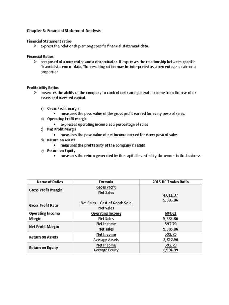 Chapter 5 Financial Analysis | PDF | Financial Ratio | Revenue