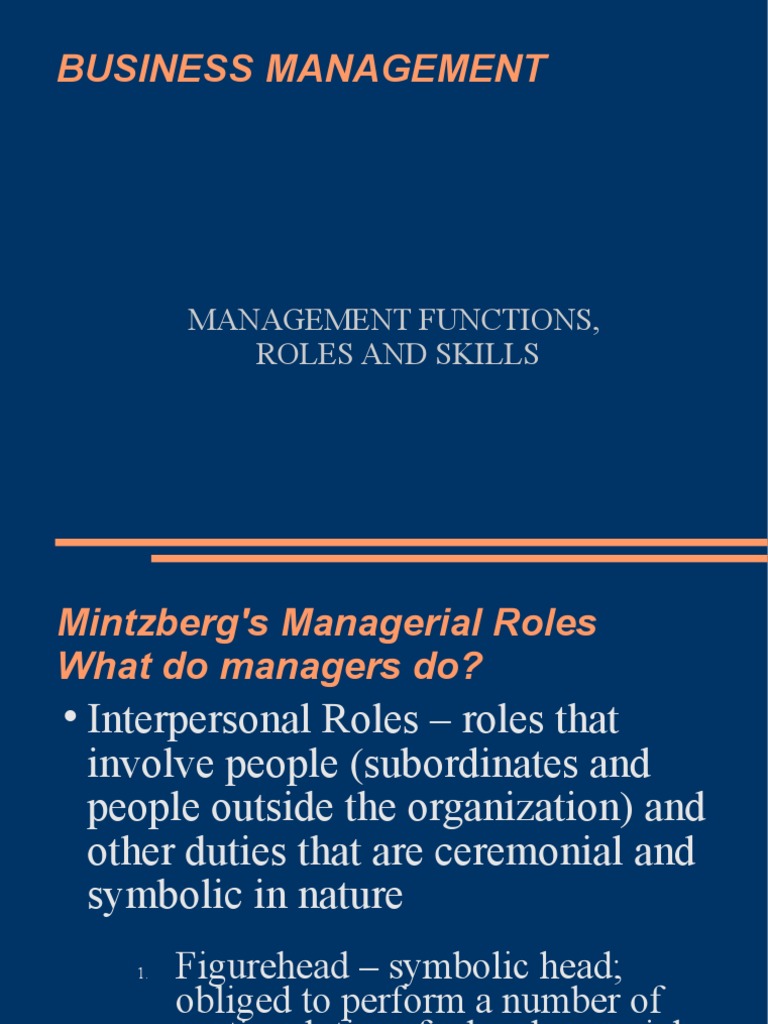 Managerial Roles and Skills Explained | PDF | Mentorship | Business