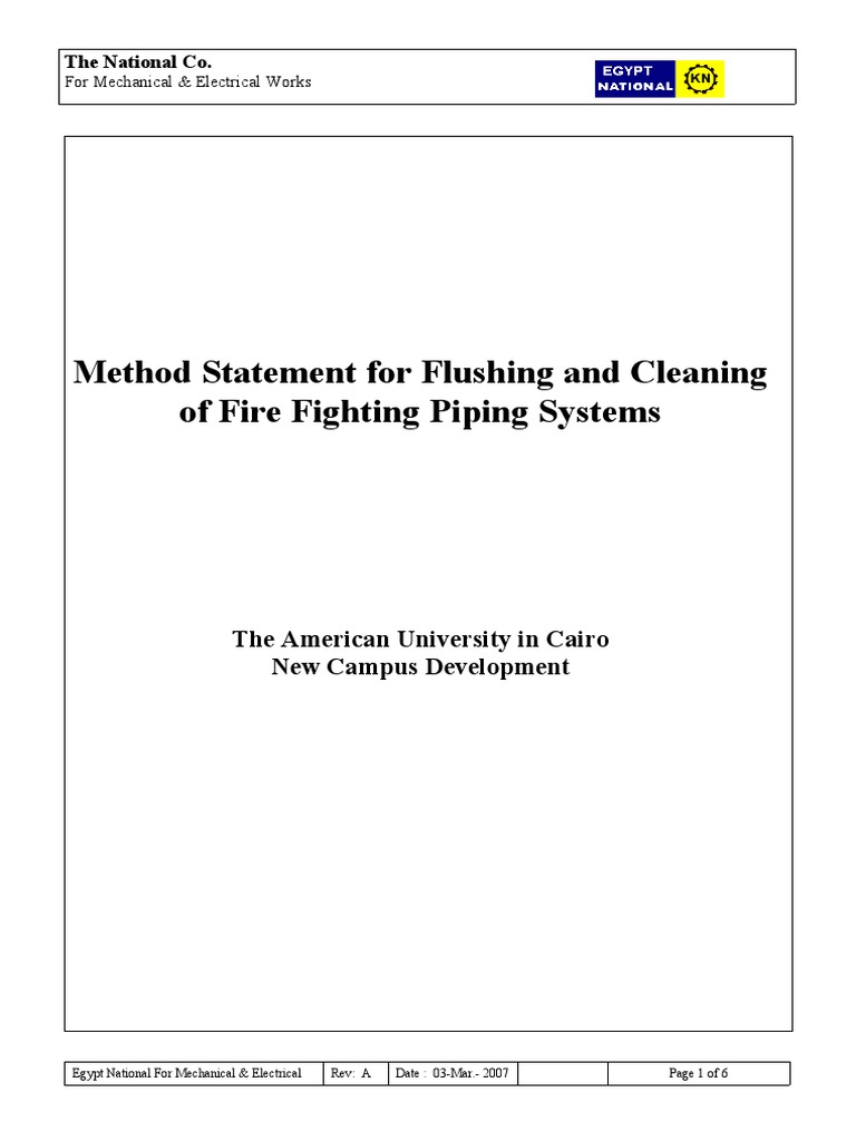 Flushing and Cleanning of Fire Fighting Piping Systems | PDF | Fire ...