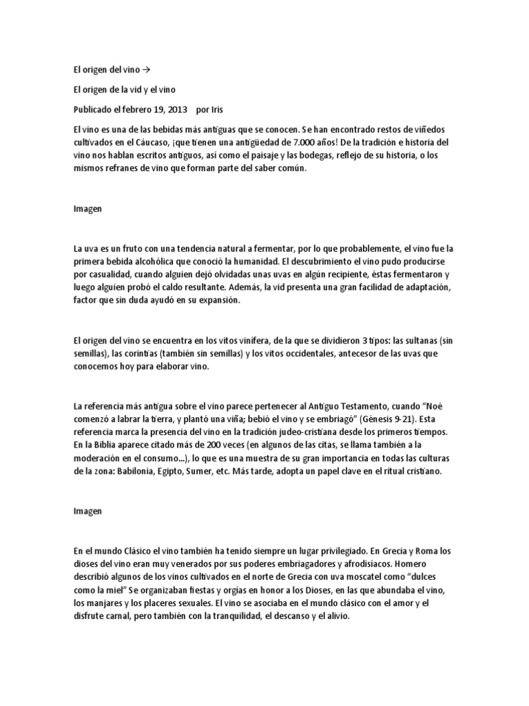 El Origen Del Vino | PDF | Vino | Vitis