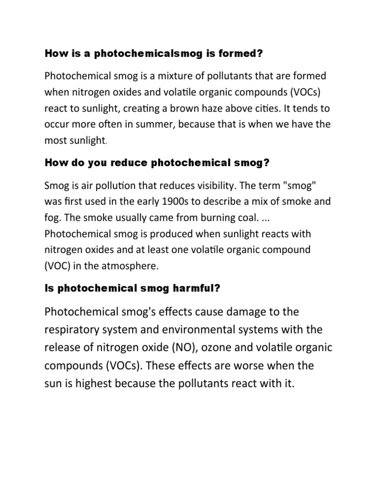 How Is A Photochemical Smog Formed? | PDF | Smog | Ozone