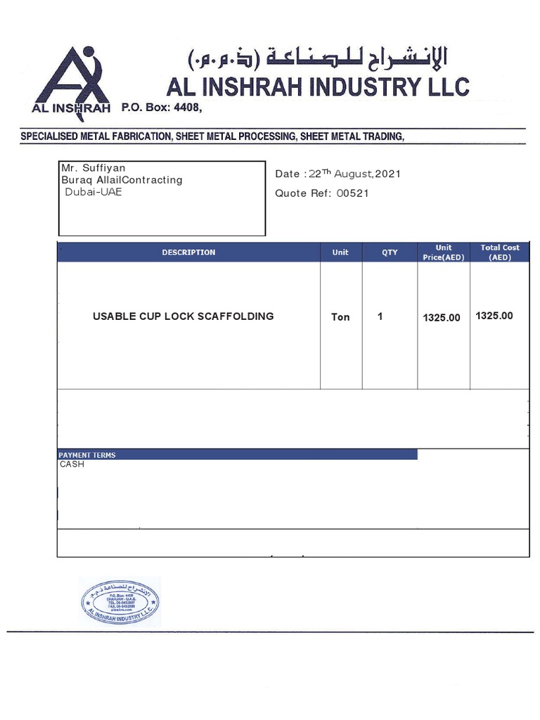 Scaffolding Quotation | PDF