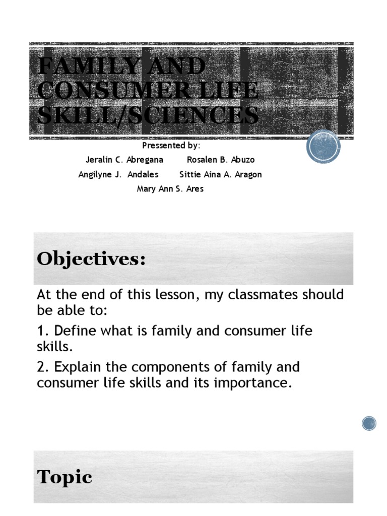 Family and Consumer Life Skill/Sciences | PDF | Developmental ...