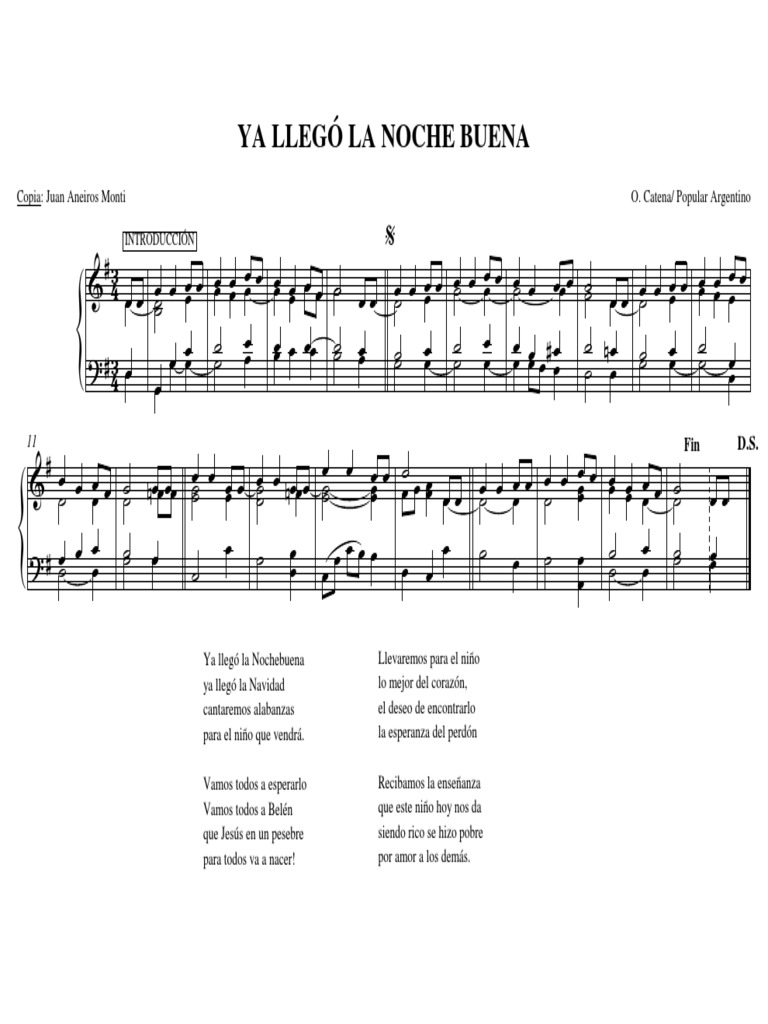 YA LLEGÓ LA NOCHE BUENA - Catena | PDF | Nochebuena | Tradiciones