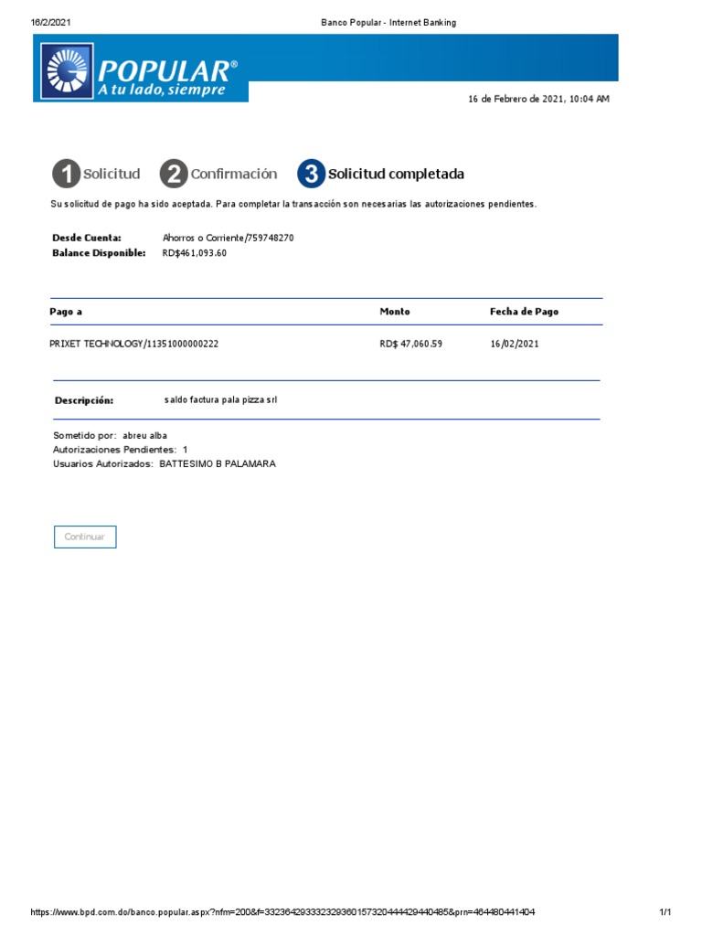 Banco Popular - Internet Banking | PDF