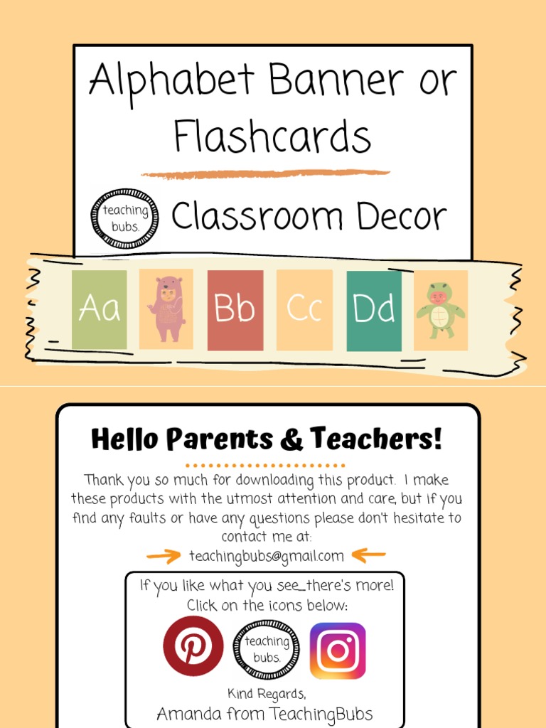 Alphabet Banner or Flashcards: Classroom Decor | PDF | Self-Improvement