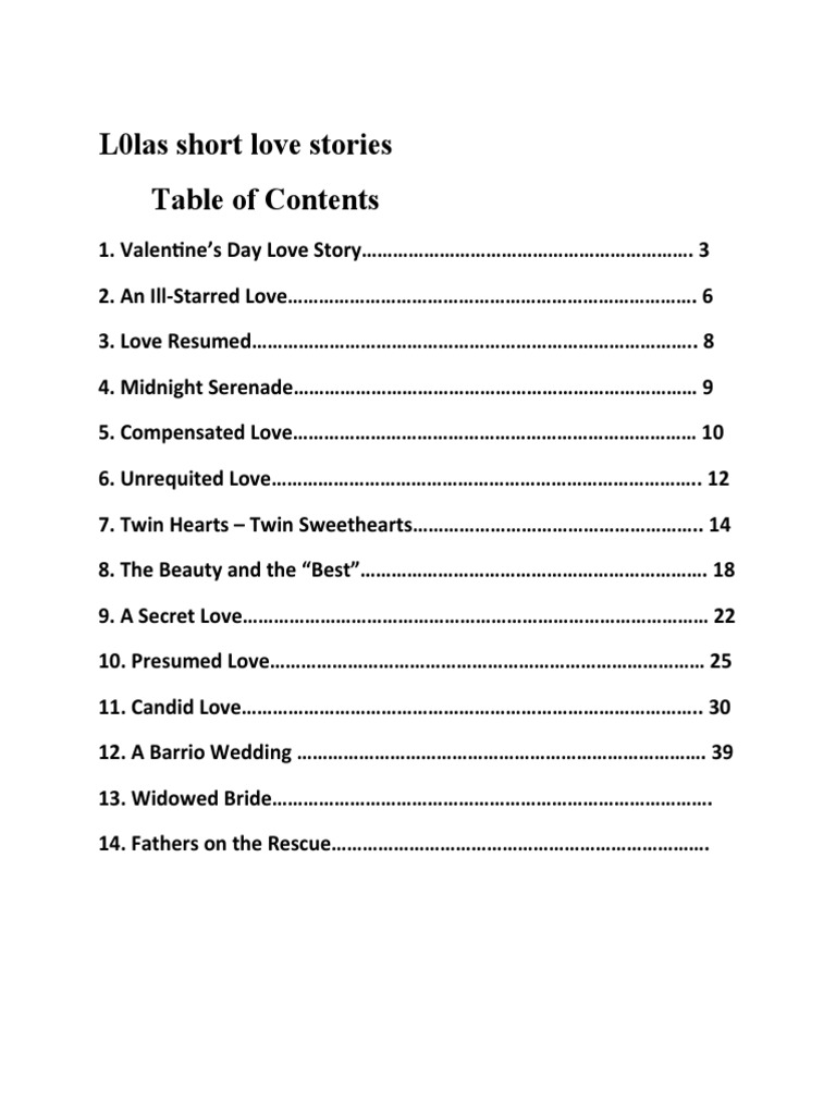 Lola 'S Short Love Stories. | PDF