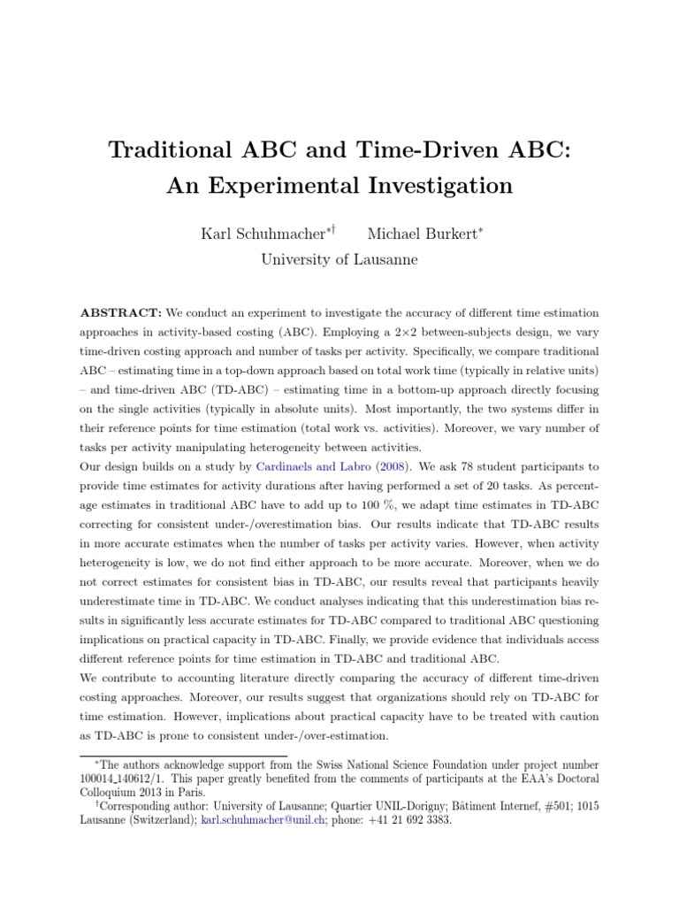 1 - Traditional ABC and Time-Driven ABC | PDF | Top Down And Bottom Up ...