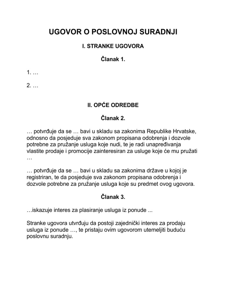 Ugovor o Poslovnoj Suradnji | PDF