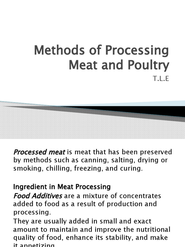 Meat and Poultry Processing Methods | PDF | Foods | Curing (Food ...