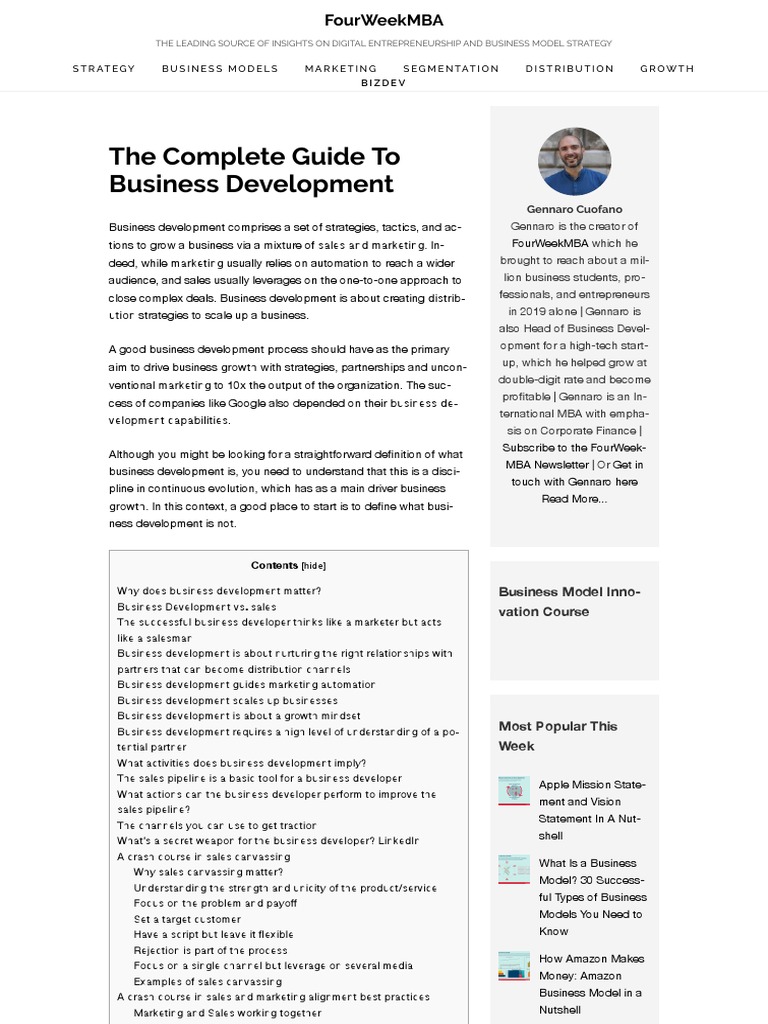 The Complete Guide To Business Development - FourWeekMBA | Download ...