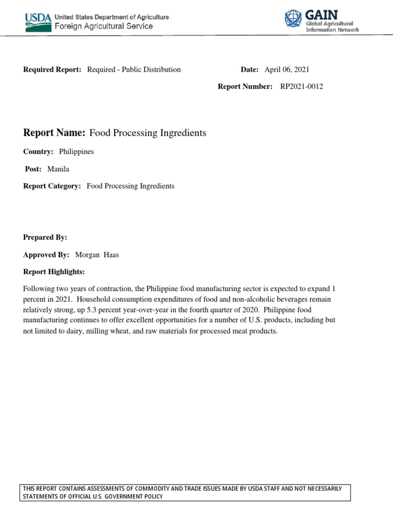Philippines Food Processing Insights 2021 | PDF | Drink | Foods