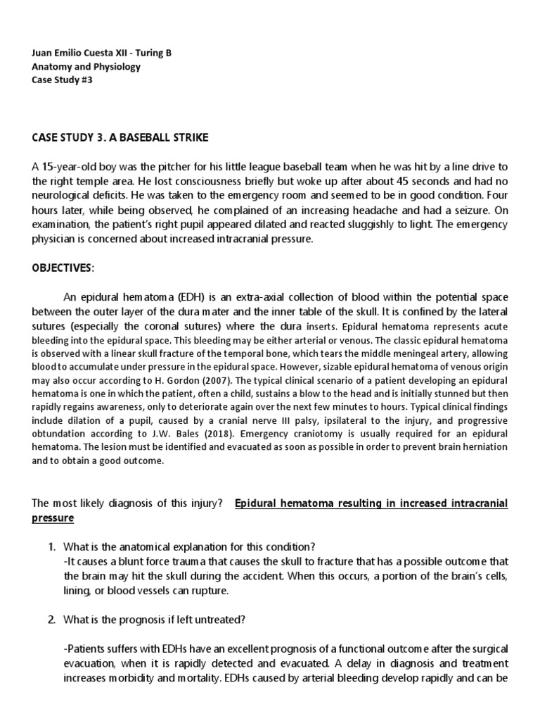 Anatomy Case Study: Epidural Hematoma | PDF | Human Head And Neck ...