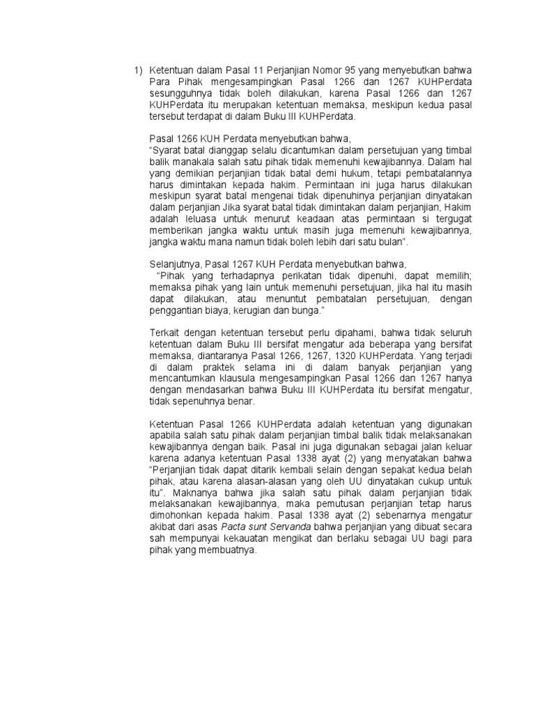 Pasal 1266 Dan 1267 KUH Perdata | PDF | Hukum