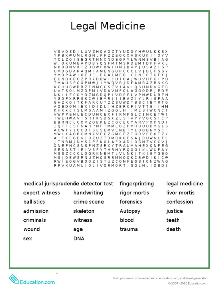 Legal Med Word Search | PDF | Forensics | Law Enforcement Techniques