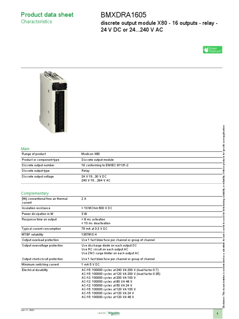 Modicon X80 Modules - BMXDRA1605 | PDF | Relay | Electromagnetism