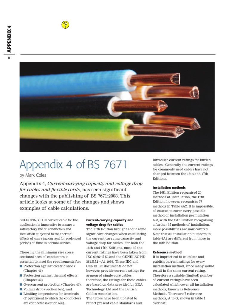 Appendix 4 of BS 7671 | PDF | Electrical Wiring | Cable