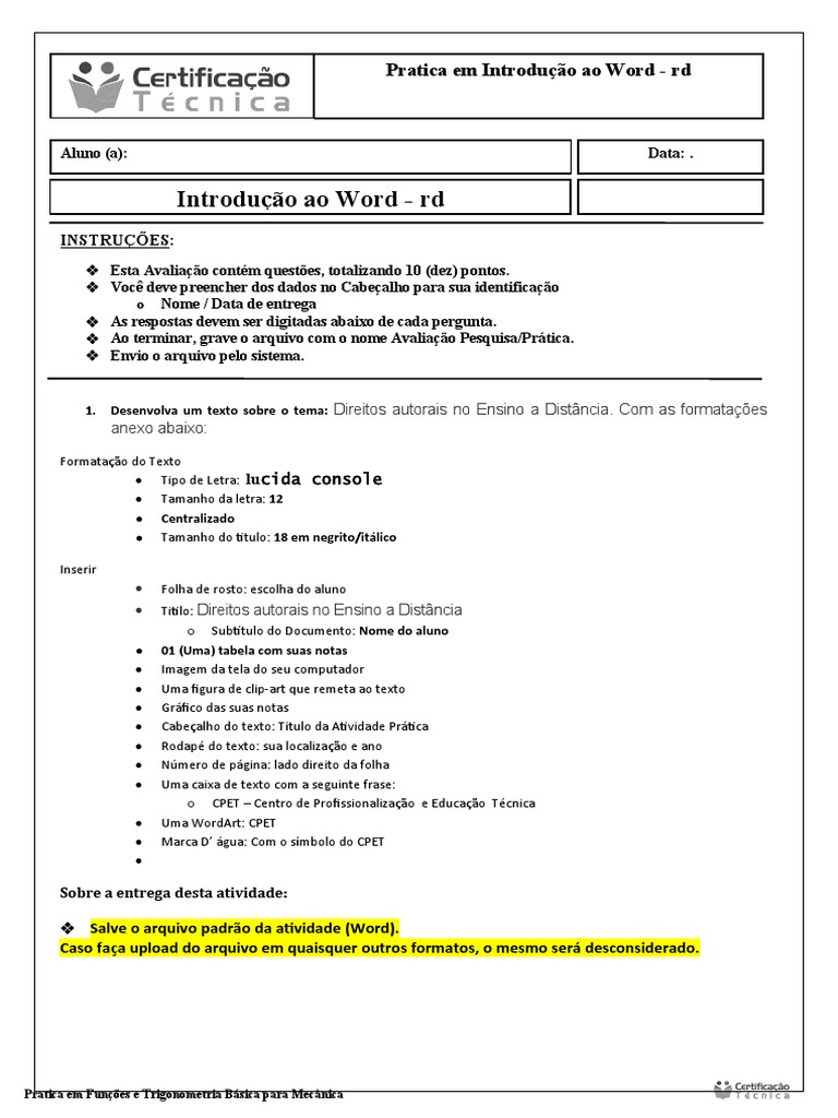 Atividade Pratica Word | PDF