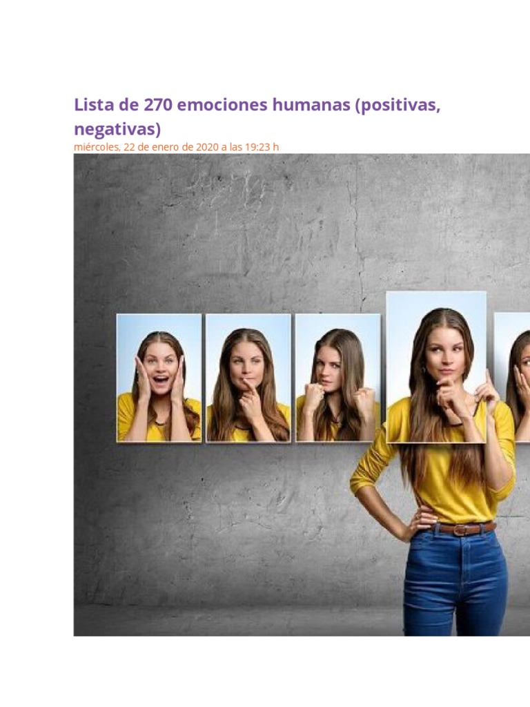 Lista de 270 Emociones Humanas | PDF | Las emociones | Conceptos ...