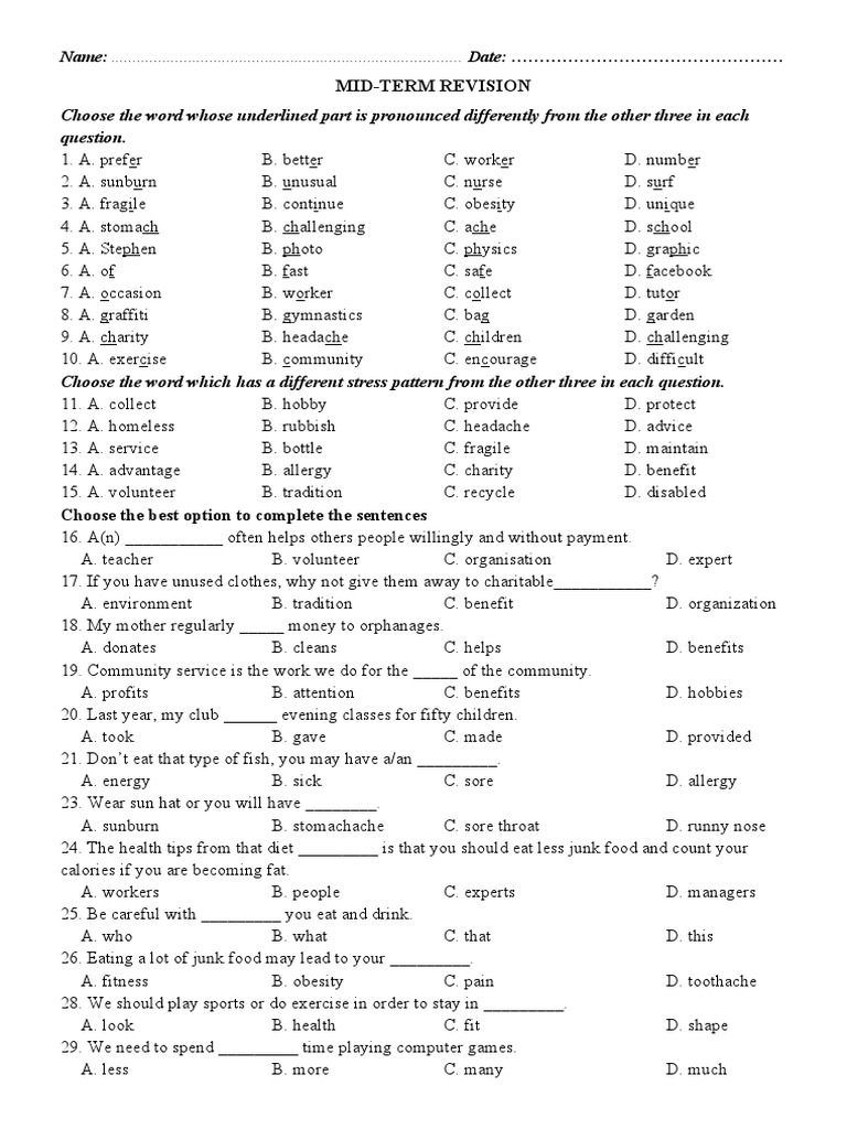 Mid Term Revision | PDF | Postage Stamp | Hobbies